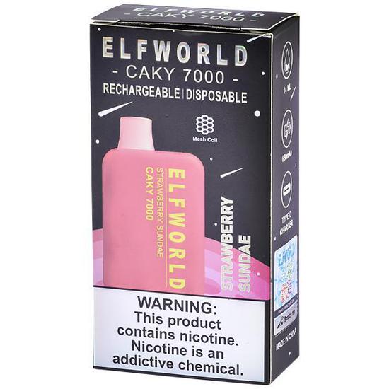 Vaper Descartável Elfworld Caky Strawberry Sundae 7000 Puffs no Paraguai | Compras Paraguai