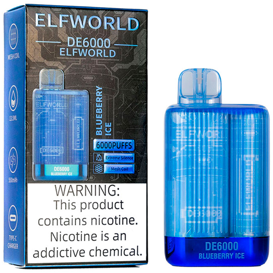 Vaper Descartável Elfworld DE6000 Blueberry Ice 6000 Puffs no Paraguai - ComprasParaguai.com.br