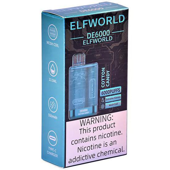 Vaper Descartável Elfworld DE6000 Cotton Candy 6000 Puffs no Paraguai - ComprasParaguai.com.br